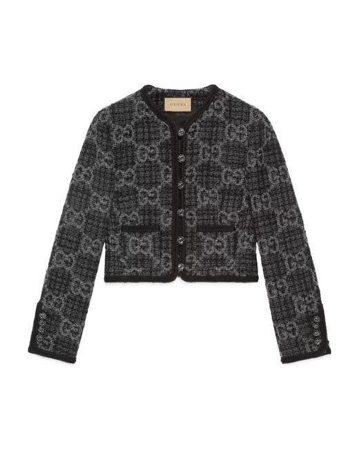 Gucci Gg Tweed Jacket in Black | Lyst