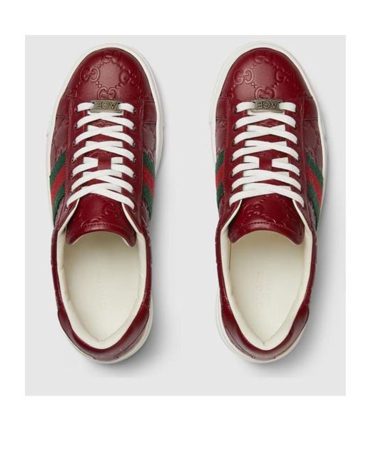 Gucci Ace Sneakers in Red | Lyst