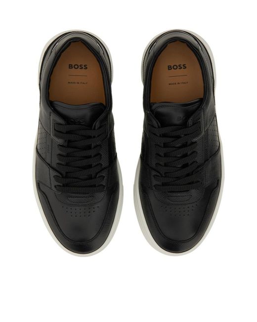 BOSS Logo Strap Low Upper Board Shoes in Black for Men | Lyst