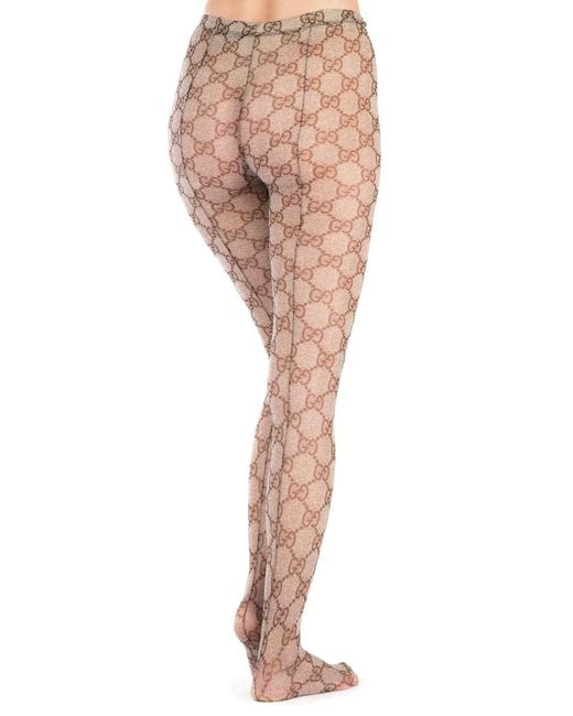 Gucci Gg Patterned Tights in Natural | Lyst