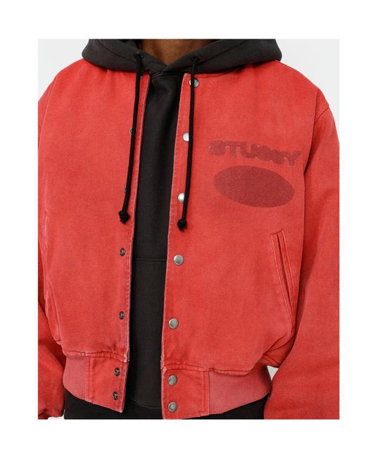 Stussy Ghost Bomber Jacket in Red for Men | Lyst