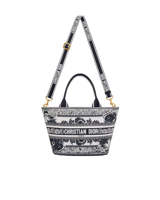 Dior Embroidered Shoulder Bag With Logo Pattern in Black | Lyst