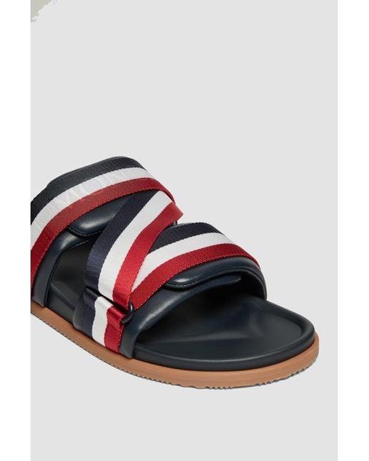 Moncler Mon Summer Nappa Leather Sliders in Red for Men | Lyst