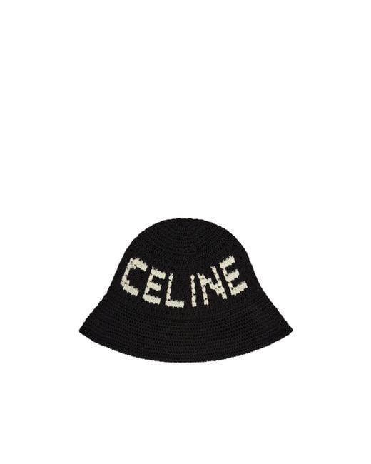 Celine Logo Crochet Hat in Black for Men | Lyst