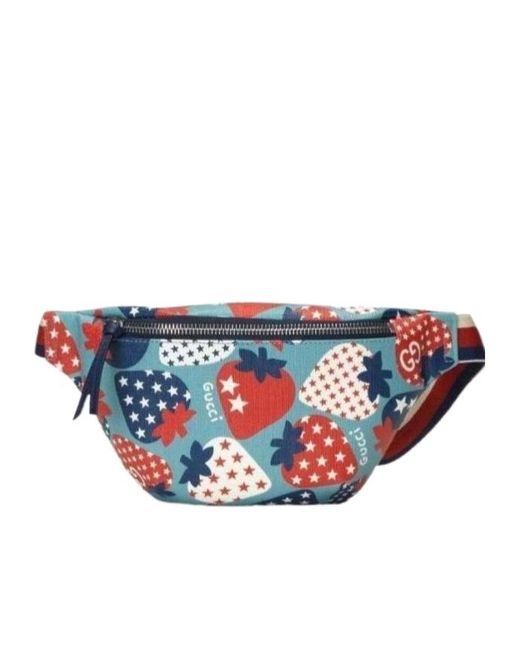 Gucci Star Strawberry Belt Bag in Blue | Lyst