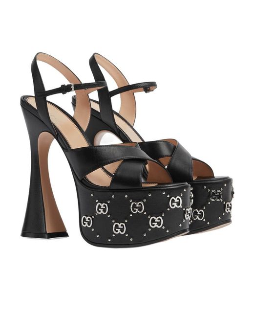 Gucci Gg Stud-Detailed Platform Sandals in Black | Lyst