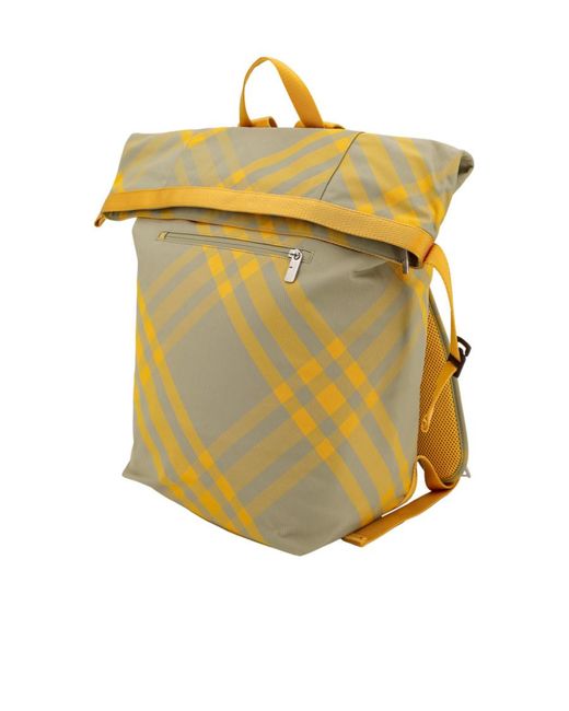 Burberry Roll Checked Backpack in Yellow for Men | Lyst