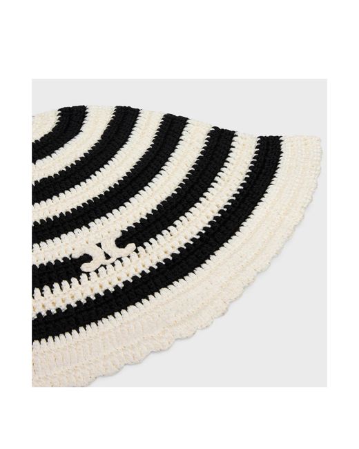 Celine Striped Bell Wool Hat in White | Lyst