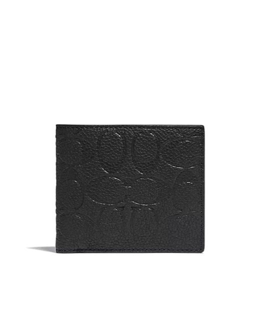 COACH Signature Leather Coin Purse in Black for Men | Lyst
