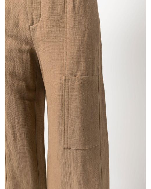 Vince Logo Wide-Legged Pants in Natural | Lyst