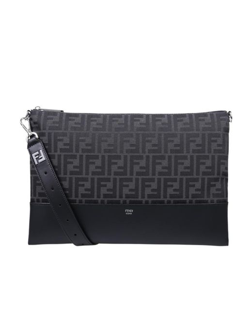 Fendi Ff Pattern Shoulder Bag in Black for Men | Lyst