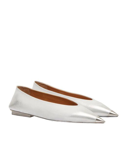 Marsèll Marsèll Ago Pointed Toe Ballet Flats in White | Lyst
