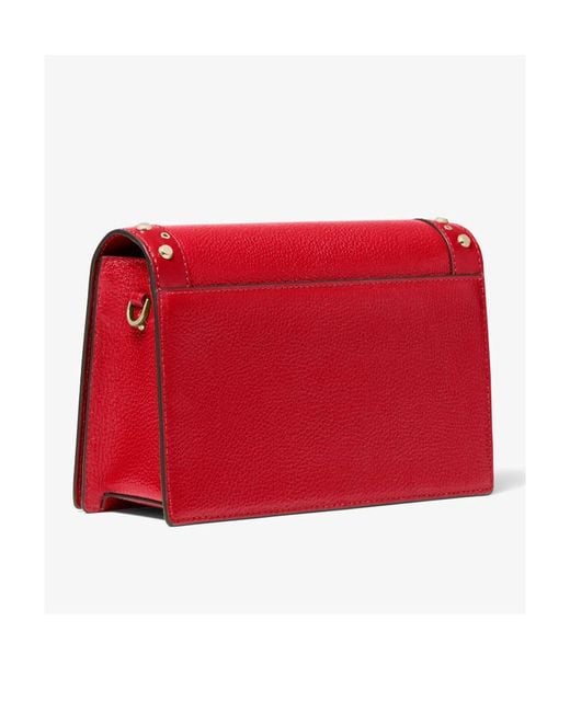 Michael Kors Mercer Large Rivet Decorated Satchel in Red | Lyst