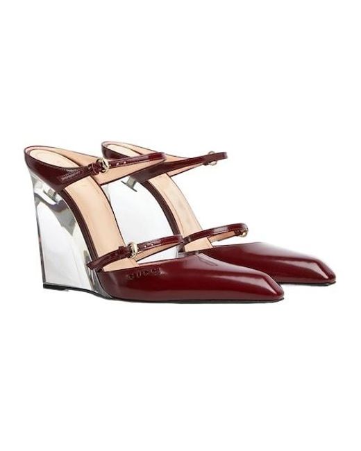 Gucci Wedge Mules in Pink | Lyst