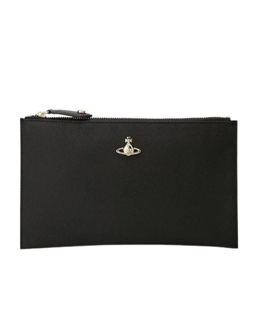 Vivienne Westwood Logo Hand-Held Bag in Black | Lyst