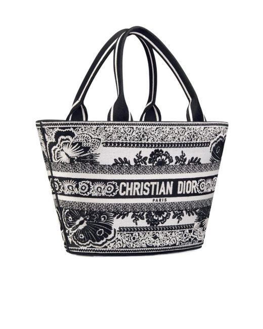 Dior Embroidered Shoulder Bag With Logo Pattern in Black | Lyst