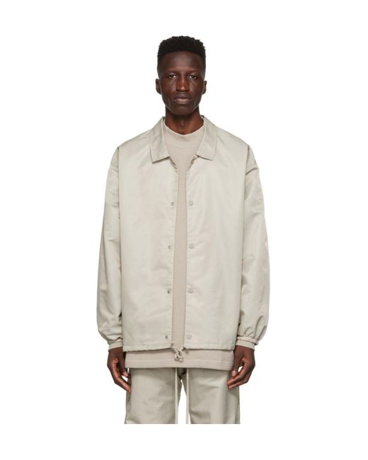 Fear Of God Logo-Patch Jacket in Natural for Men | Lyst