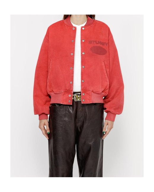 Stussy Ghost Bomber Jacket in Red for Men | Lyst