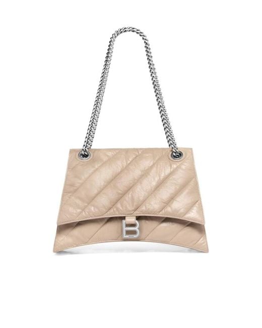 Balenciaga Crush Chain Quilted Medium Shoulder Bag in Natural | Lyst