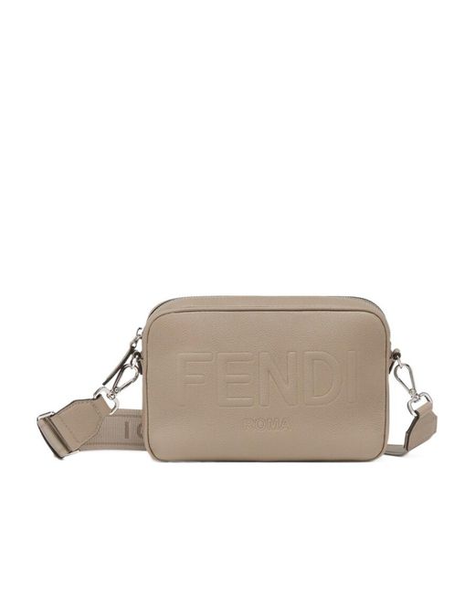 Fendi Logo-Embossed Leather Camera Case in Gray for Men | Lyst