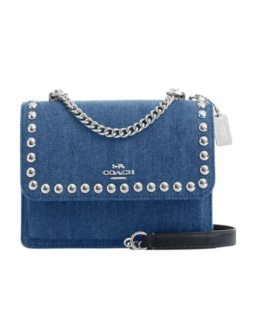 COACH Logo Logo Satchel Bag in Blue | Lyst