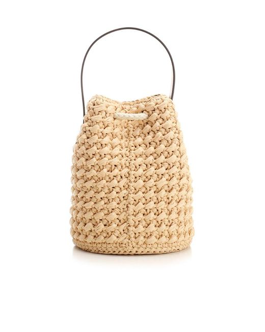 Celine Drawstring Logo Handbag in White | Lyst