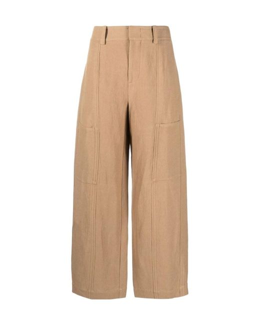 Vince Logo Wide-Legged Pants in Natural | Lyst