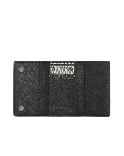 Burberry Monogram-Motif Grain Leather Key Case in Black for Men | Lyst