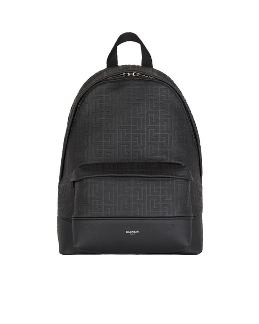 Balmain Grained-Effect Leather Backpack in Black for Men | Lyst