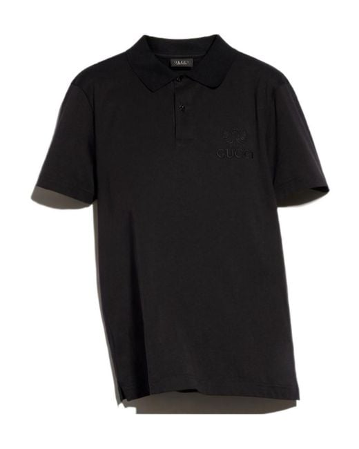 Gucci Cotton Jersey Polo Shirt With Embroidery in Black for Men | Lyst UK