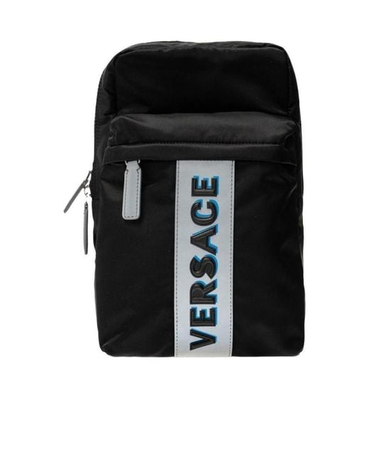 Versace Logo Backpack in Black for Men | Lyst