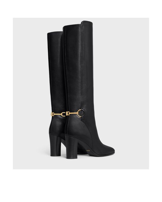 Celine Claude High Boot With Triomphe Spur in Black | Lyst