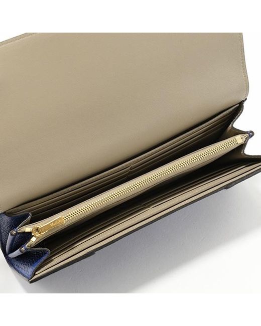 Celine Logo Details Long Wallet in Blue | Lyst