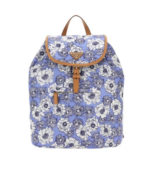 Prada Logo Backpack in Blue for Men | Lyst