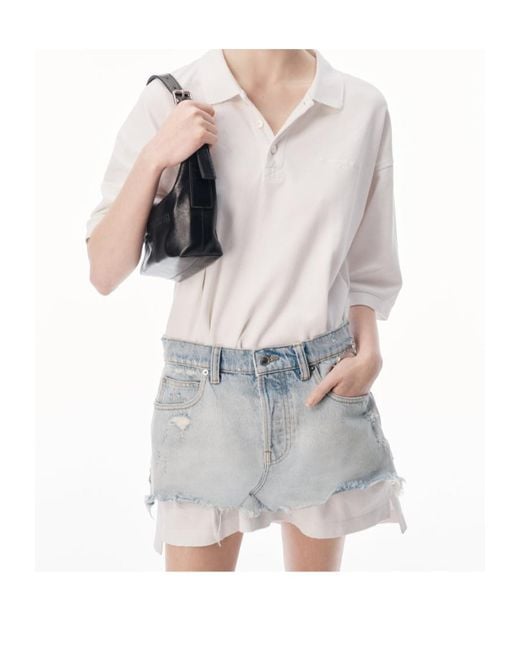 Alexander Wang Layered Polo Mini Dress With Reconstructed Denim Skirt ...