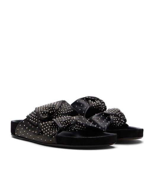 Isabel Marant Lennyo Bow Slippers in Black | Lyst
