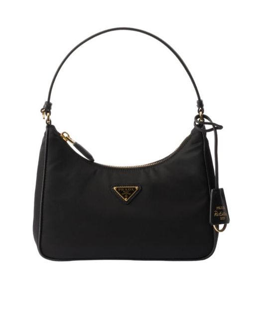 Prada Mini Re-Edition 2005 Re-Nylon Logo Detail Handbag in Black | Lyst