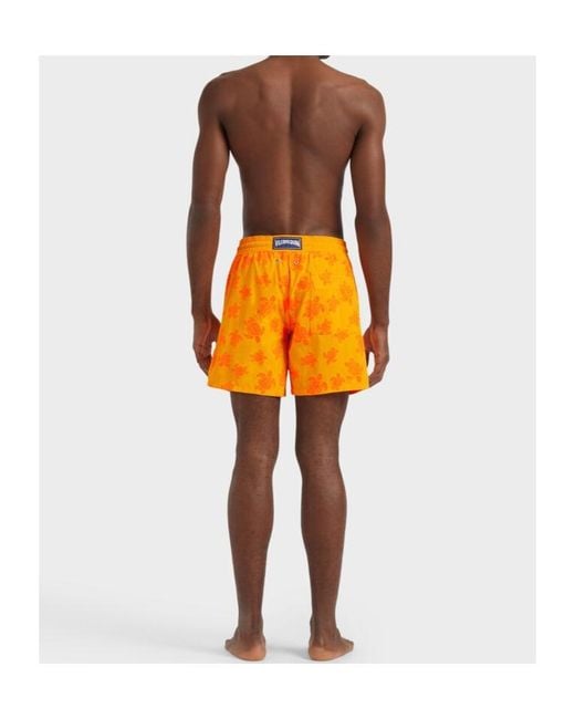 Vilebrequin Turtle-Print Drawstring Swim Shorts in Orange for Men | Lyst