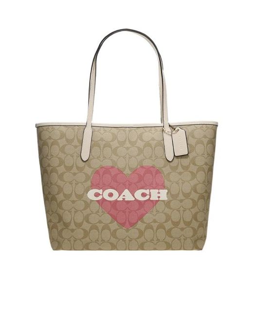COACH Logo Tote Shoulder Bag in White | Lyst
