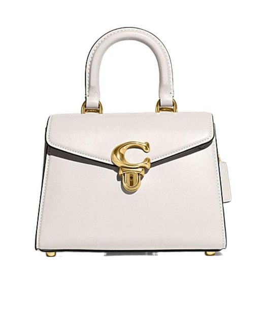 COACH Sammy Leather Top Handle Bag in Natural | Lyst