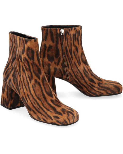 Miu Miu 80Mm Leopard-Print Ankle Boots in Brown | Lyst