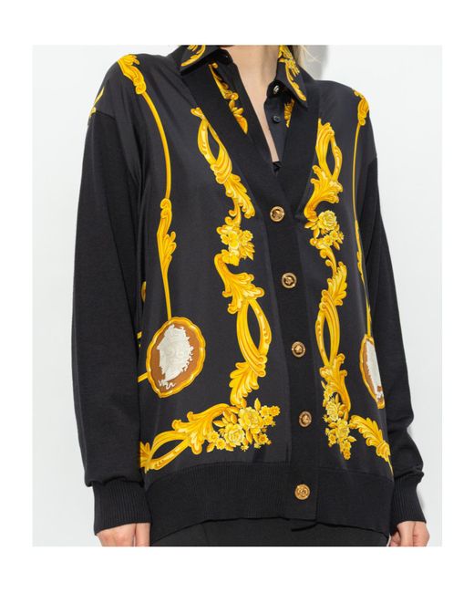 Versace Wool-Silk Cardigan in Blue | Lyst