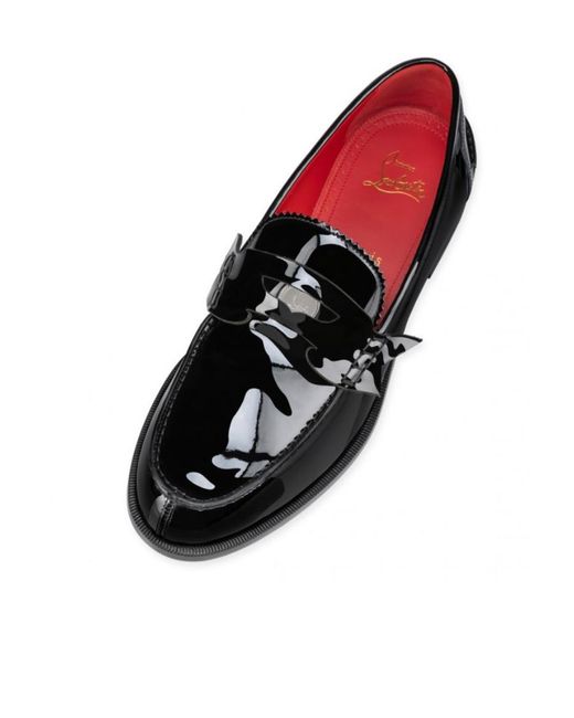 Christian Louboutin Penny Patent-Finish Leather Loafers in Black for ...