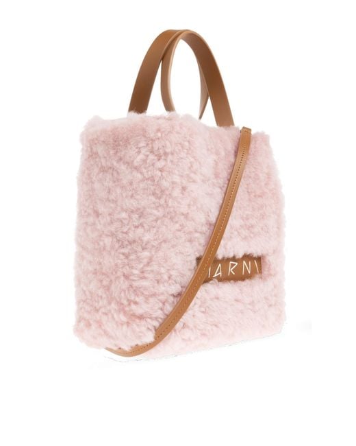Marni Shearling Tote Bag in Pink | Lyst