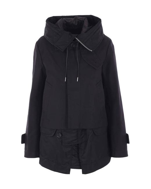 Sacai Double-Layer Hooded Jacket in Blue | Lyst