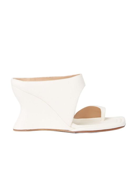 Sportmax Logo Slope Heel Sandals in White | Lyst