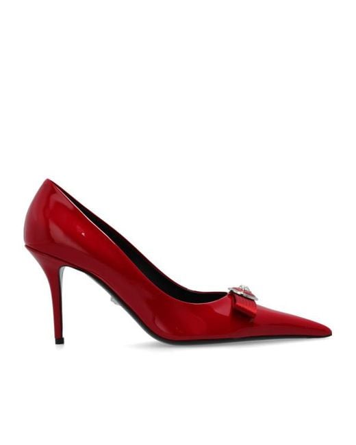 Versace Gianni Pointed Toe Pumps in Red | Lyst