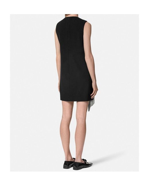 Versace Metal Grid Inlaid Straight Mini Dress in Black | Lyst