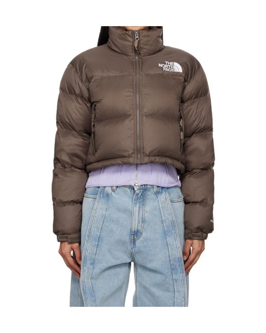 The North Face Nuptse Short Down Jacket in Brown | Lyst