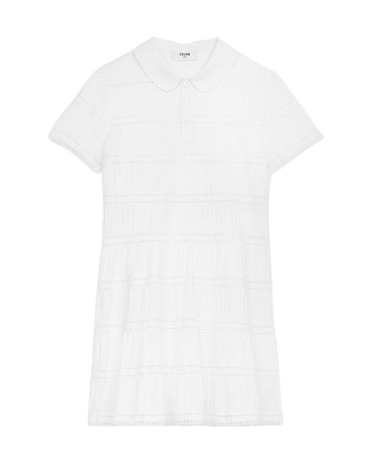 Celine Mini Dress With Embroidered Trims in White | Lyst